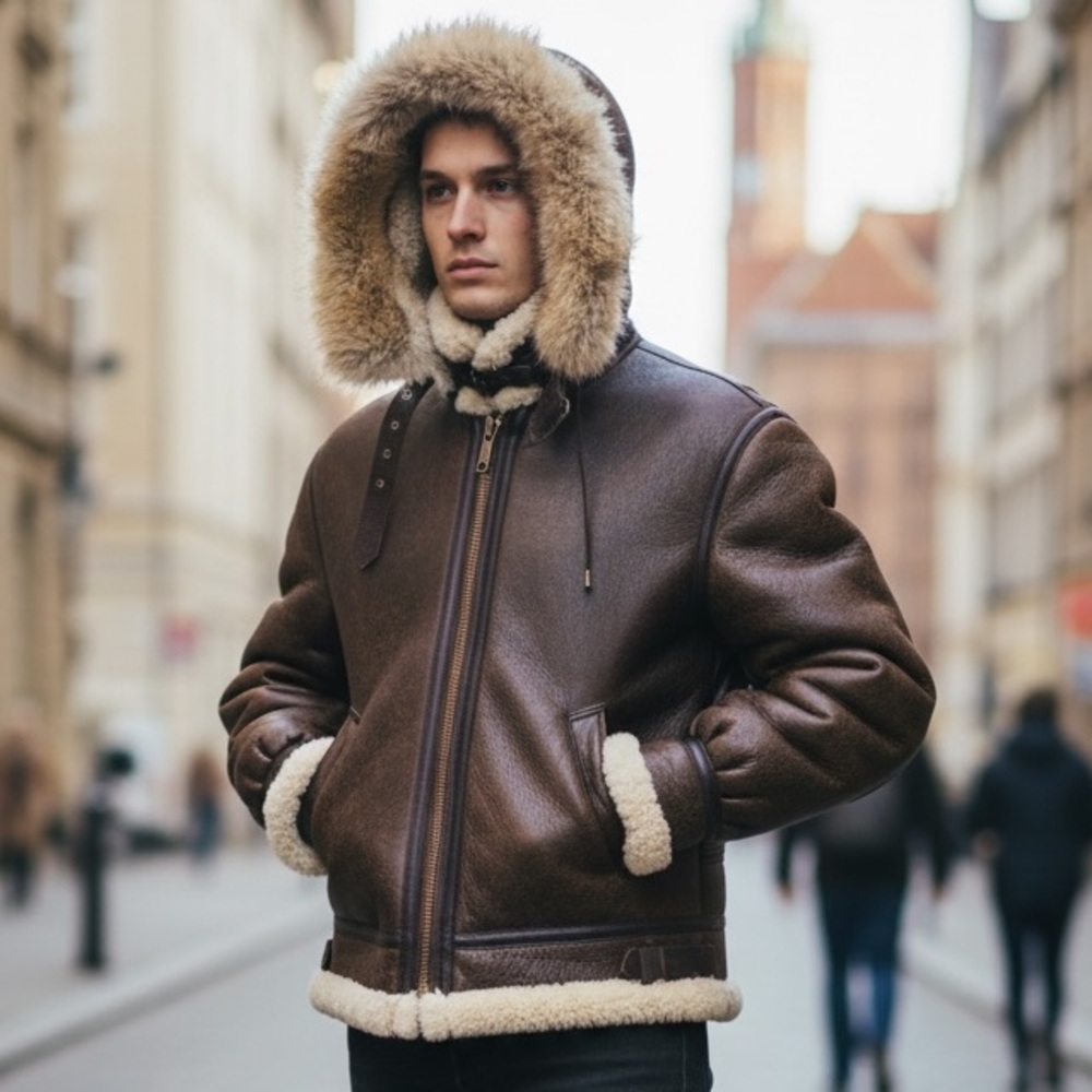 Avirex Limited Shearling Peat Coat B3 Hooded Flight J… - Gem